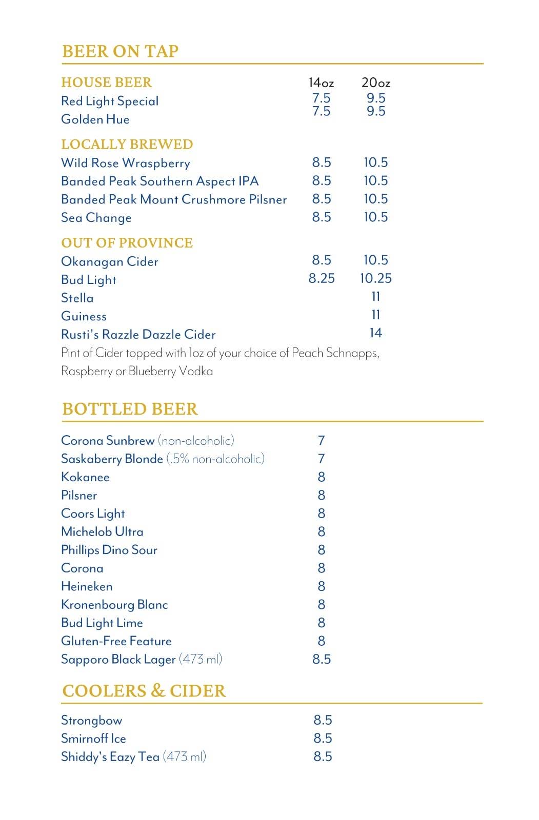 Seasonal Menu • Spotlight Cabaret